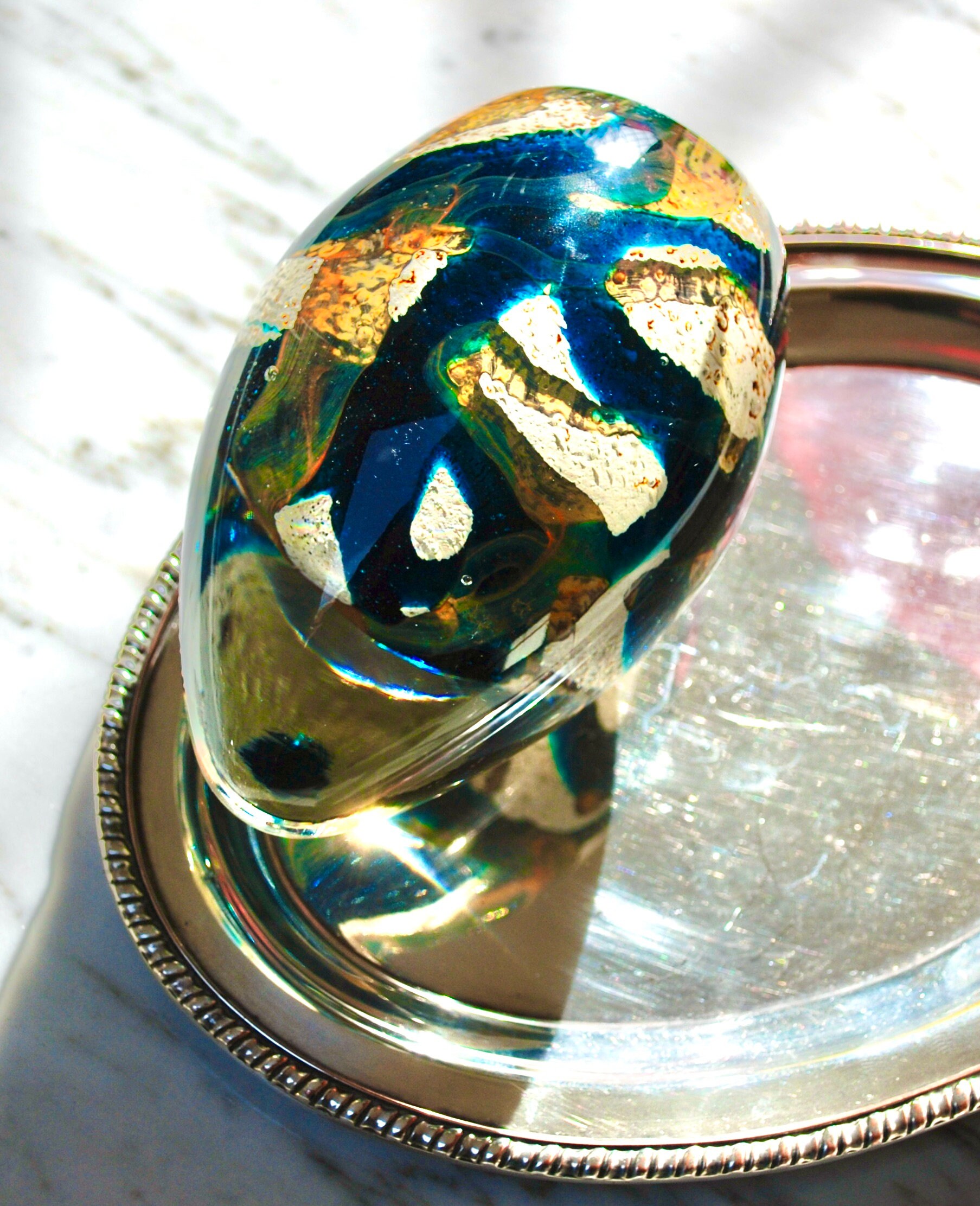 Large Vintage Art Glass Paperweight Hand Blown in Malta - Etsy