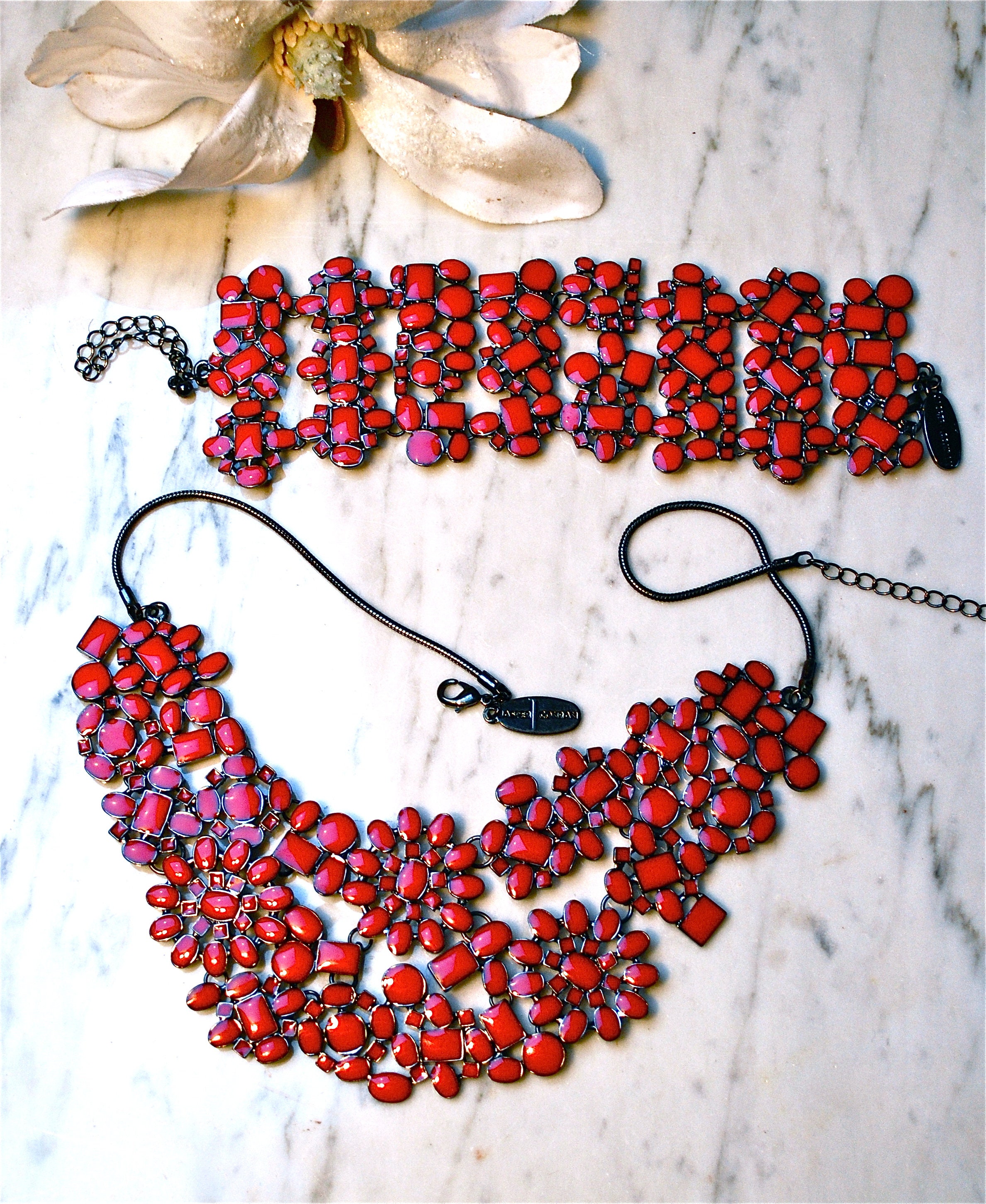 Statement Necklace by Designer Jasper Conran and Bracelet in Red Enamel ...