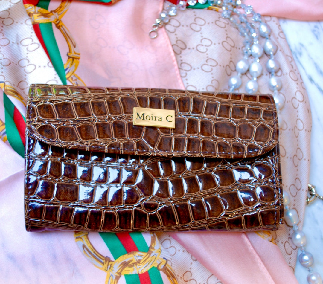 Stylish Versatile Purse in Artificial Crocodile Patterned Shiny Leather ...