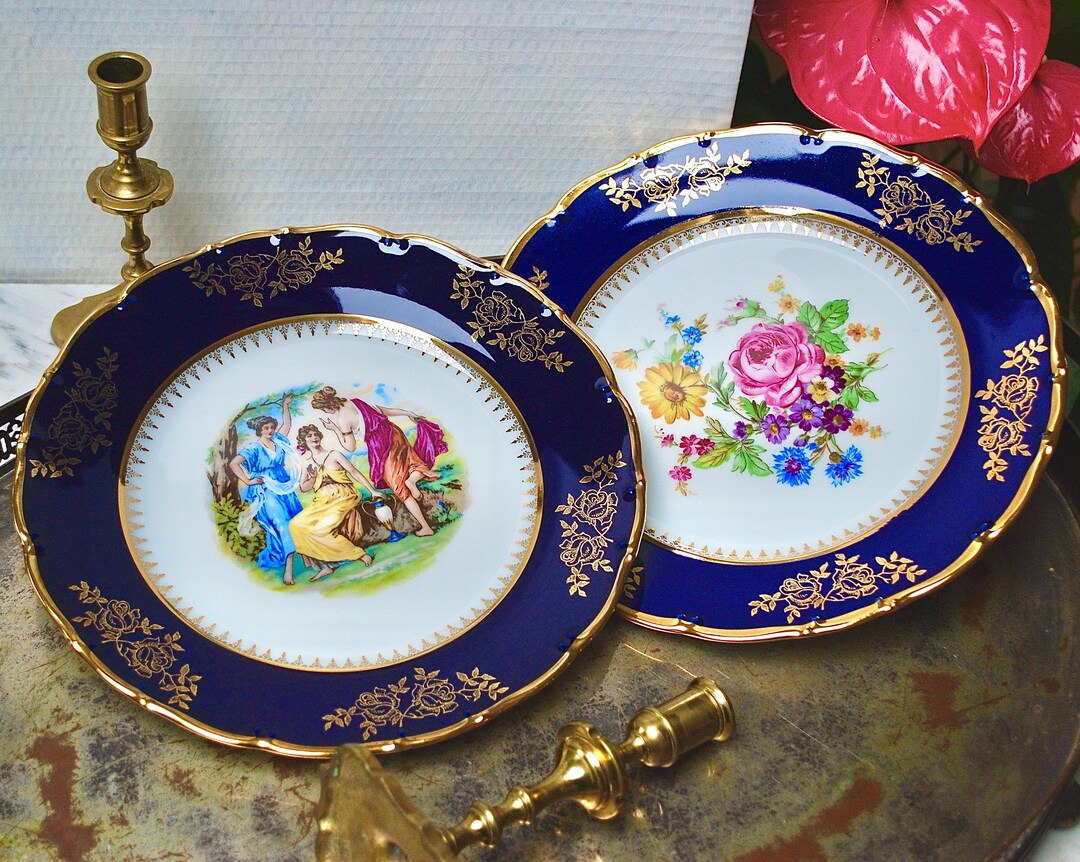 Vintage Fine Bohemian Porcelain Pair of Display Plates Hand Painted ...