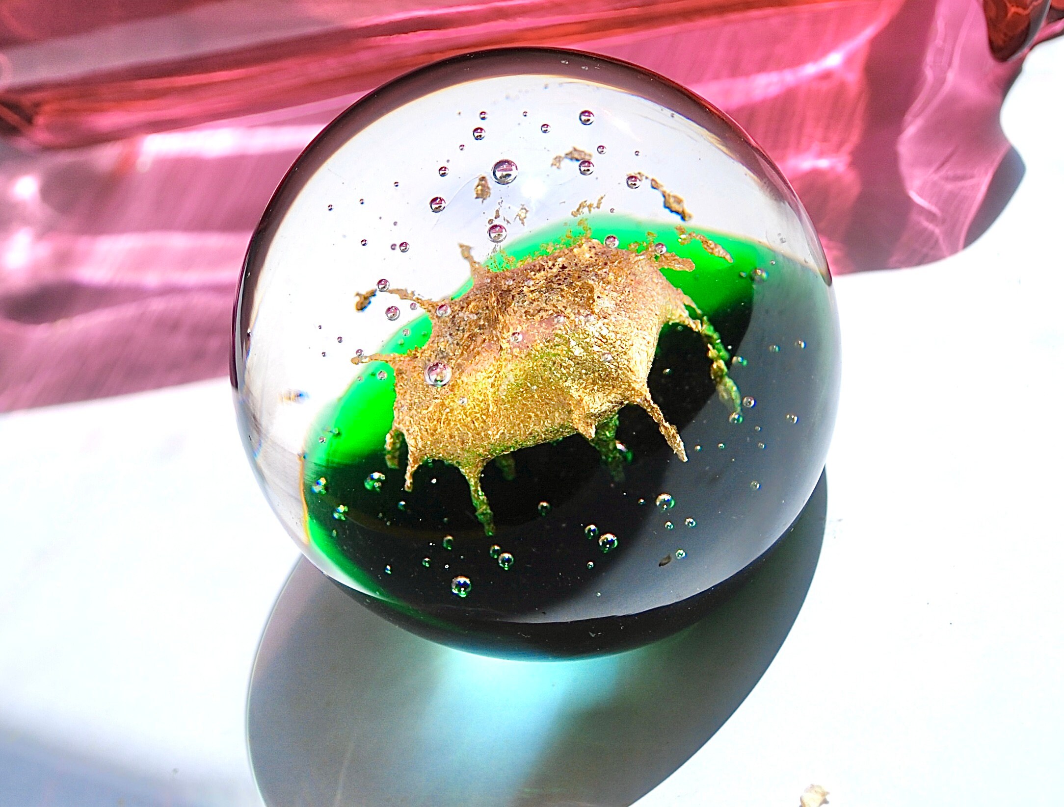 Vintage Caithness Glass Paperweight With Extraordinary Golden Sea ...