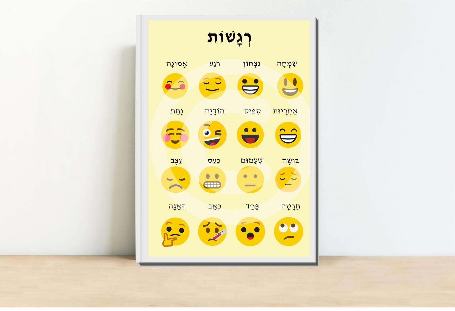 Hebrew emotion vocabulary hebrew feelings poster printable | Etsy