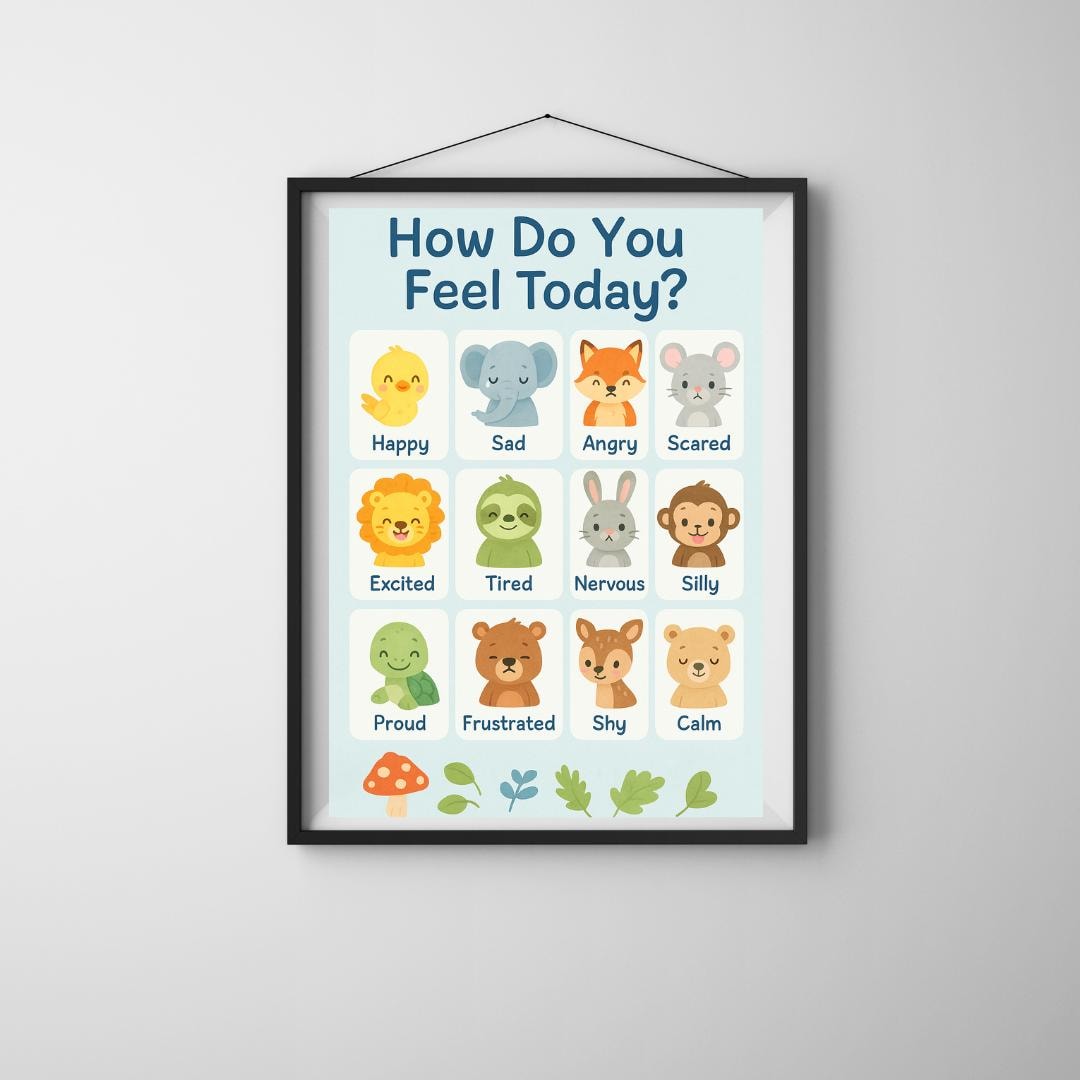 How Do You Feel Today? Emotions Chart for Kids – Printable Animal ...