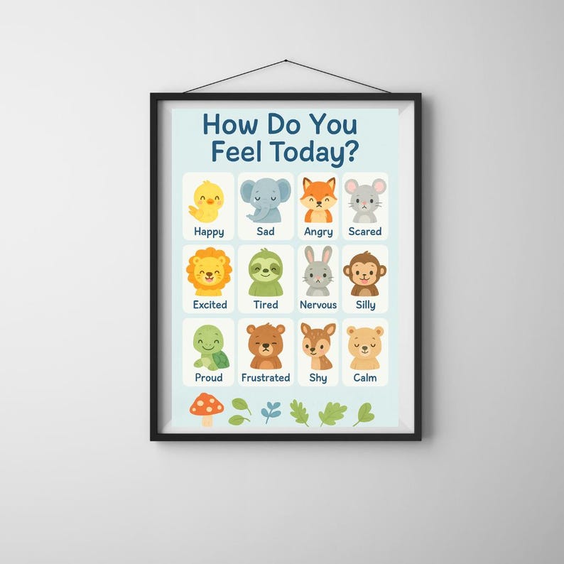 How Do You Feel Today? Emotions Chart for Kids – Printable Animal ...