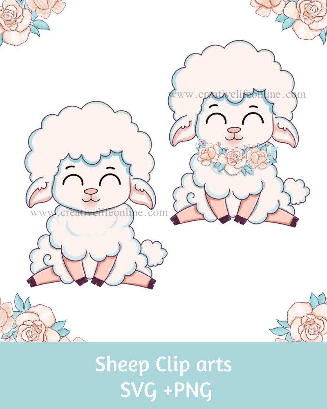 Sheep Clipart Set Sheep Svg Baby Clipart Nursery Clipart Rainbows ...