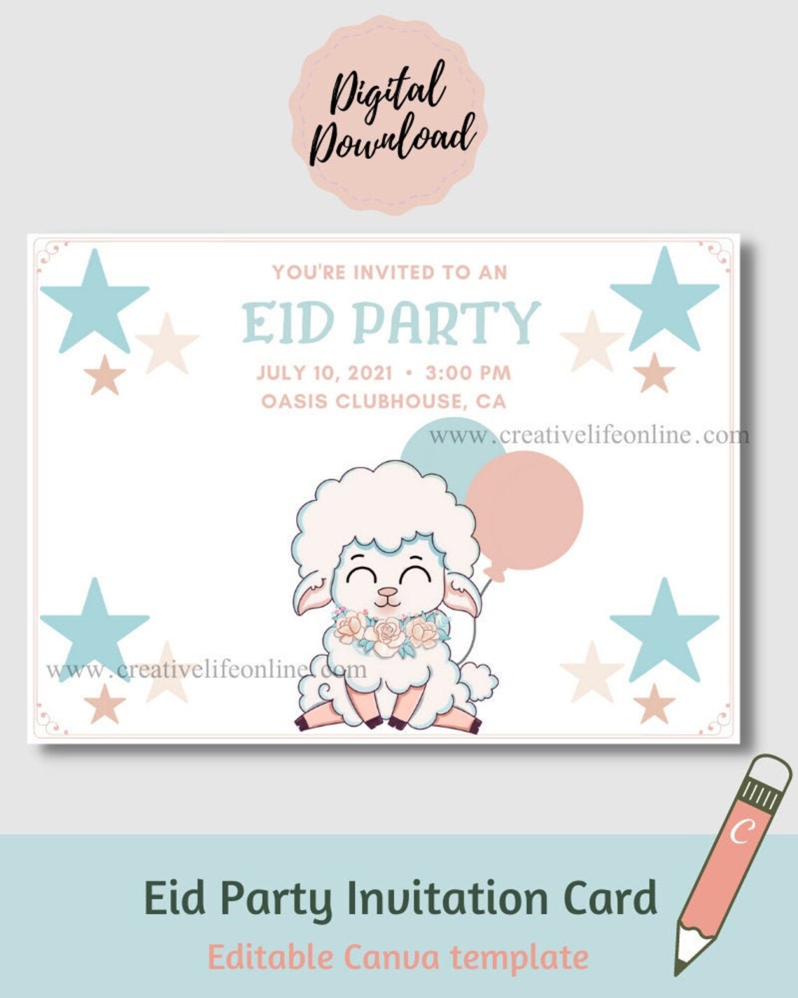 Eid Party Invitation Card Eid Digital Card Eid Template Card Eid ...