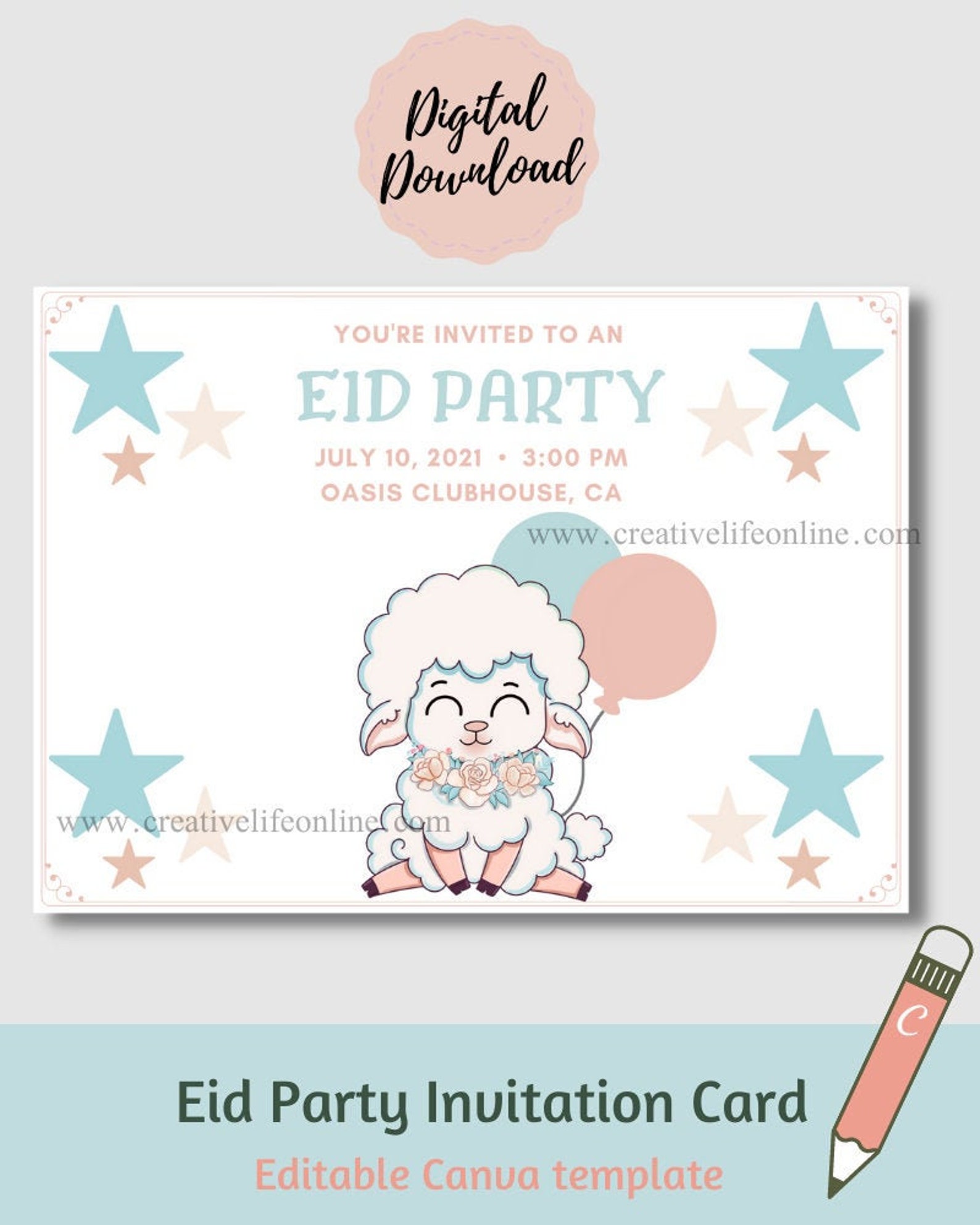 Eid Party Invitation Card Eid Digital Card Eid Template Card Eid ...