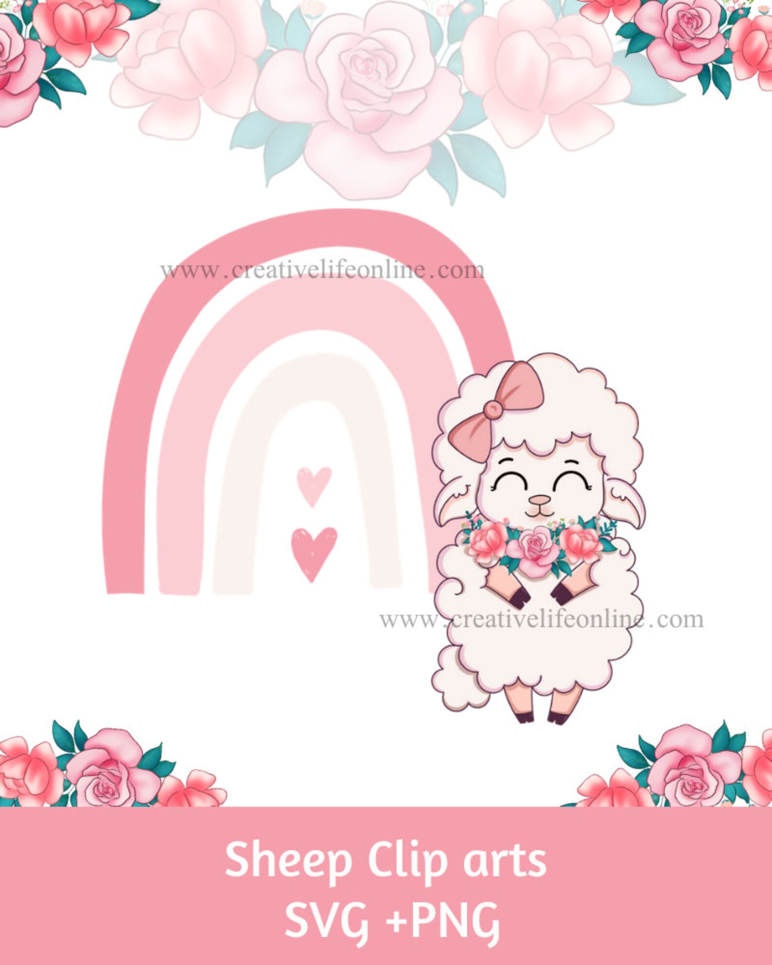 Sheep Clipart Set Sheep Svg Baby Lamb Clipart Nursery Clipart Rainbows ...