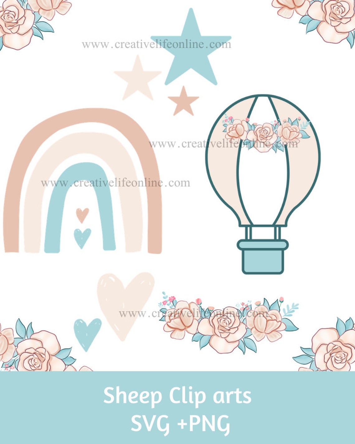 Sheep Clipart Set Sheep Svg Baby Clipart Nursery Clipart Rainbows ...