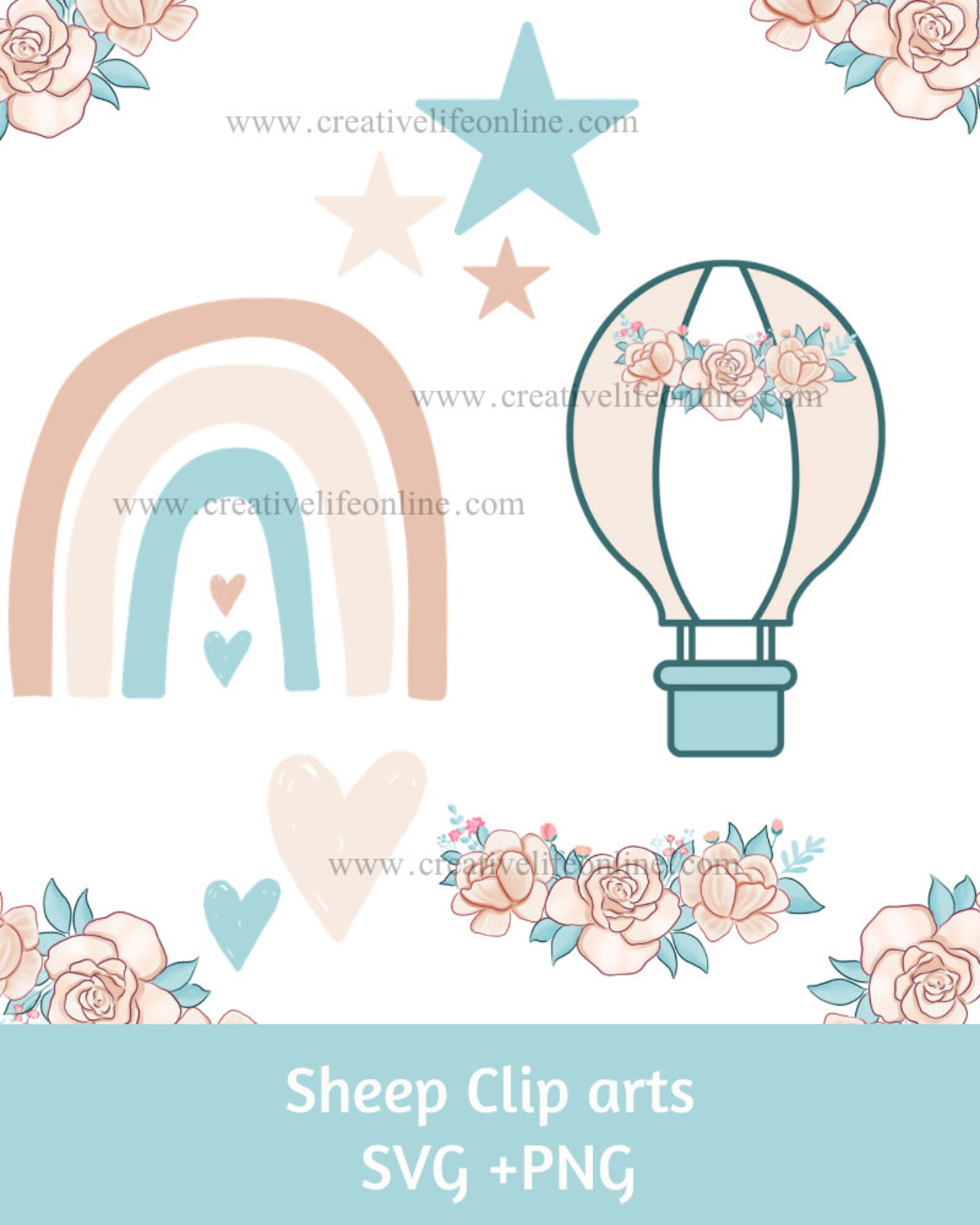 Sheep Clipart Set Sheep Svg Baby Clipart Nursery Clipart Rainbows ...