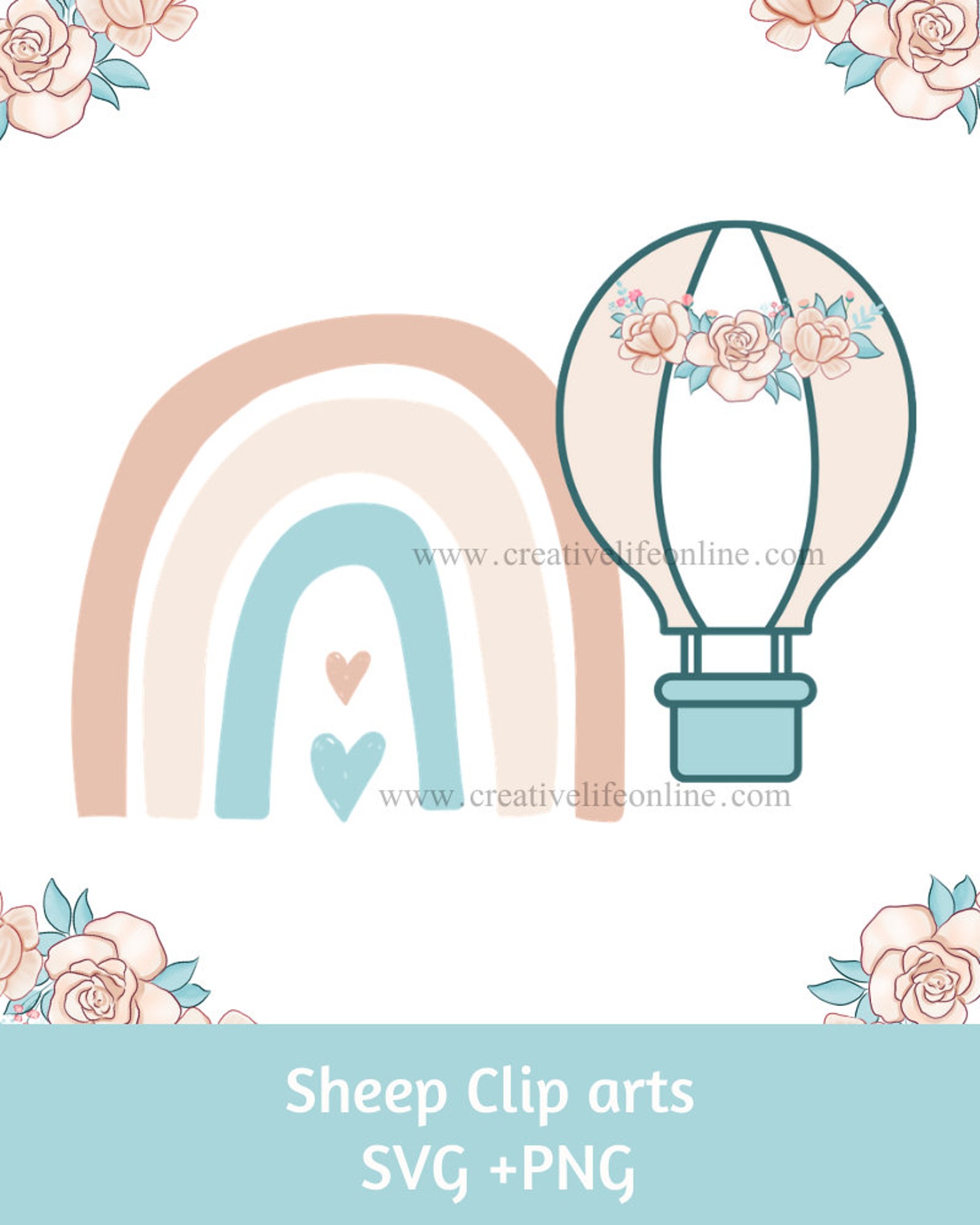Sheep Clipart Set Sheep Svg Baby Clipart Nursery Clipart Rainbows ...