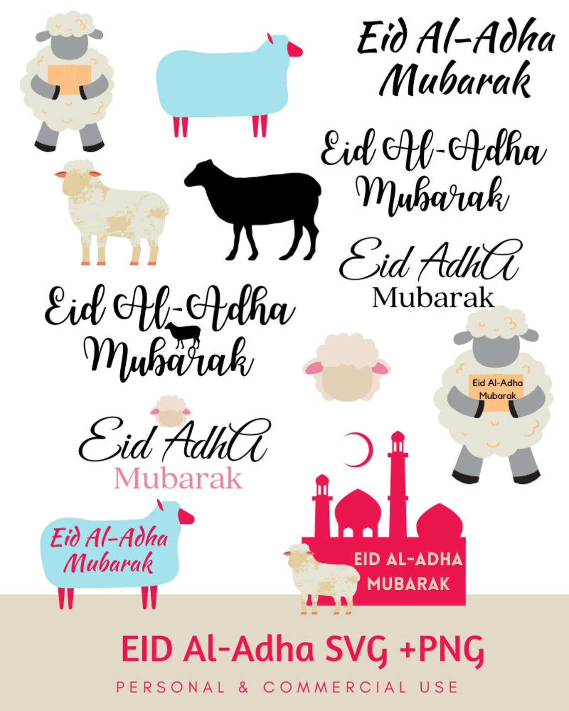 Eid Al-adha Svg- Eid Mubarak SVG- Hajj Svg- Arabic Eid Svg-english Eid ...
