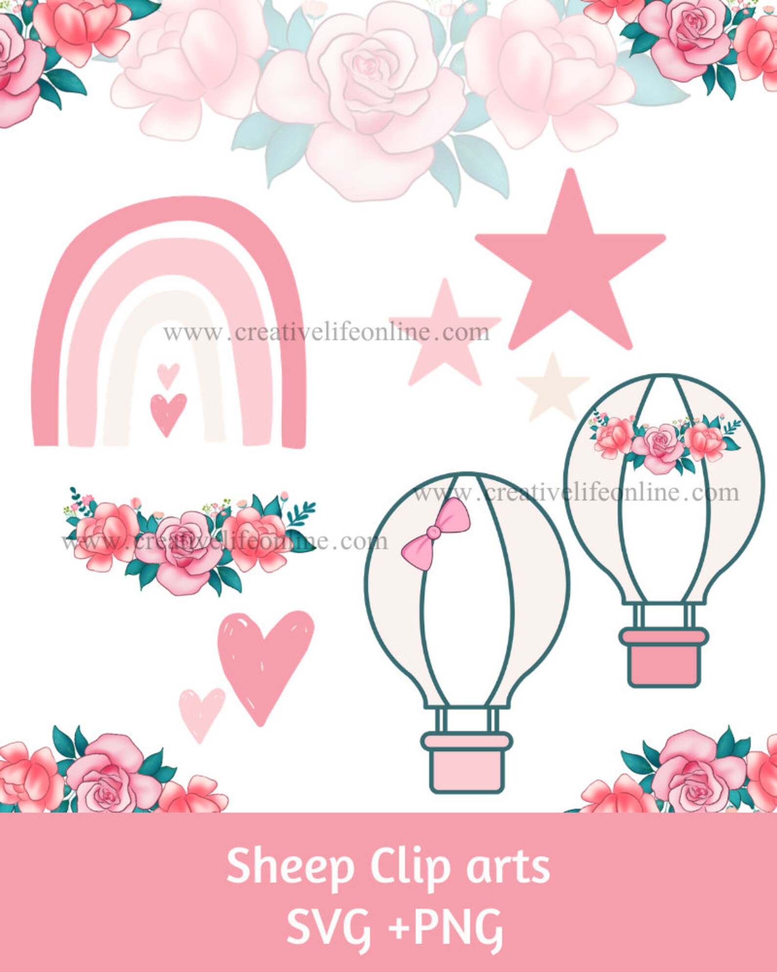 Sheep Clipart Set Sheep Svg Baby Lamb Clipart Nursery Clipart Rainbows ...