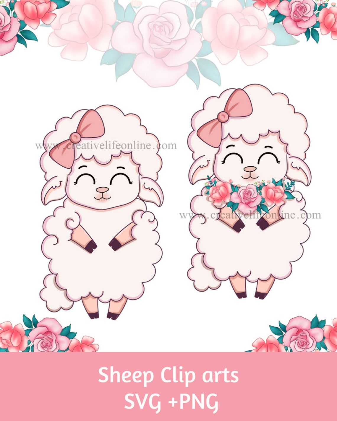 Sheep Clipart Set Sheep Svg Baby Lamb Clipart Nursery Clipart Rainbows ...