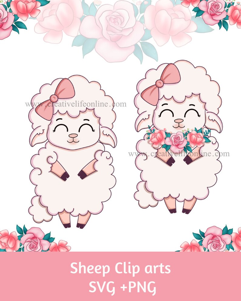 Sheep Clipart Set Sheep Svg Baby Lamb Clipart Nursery Clipart Rainbows ...