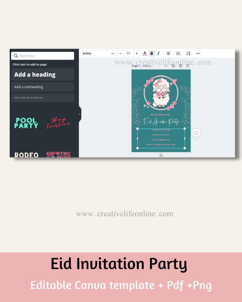 Eid Party Invitation Card Eid Digital Card Eid Template Card Eid ...