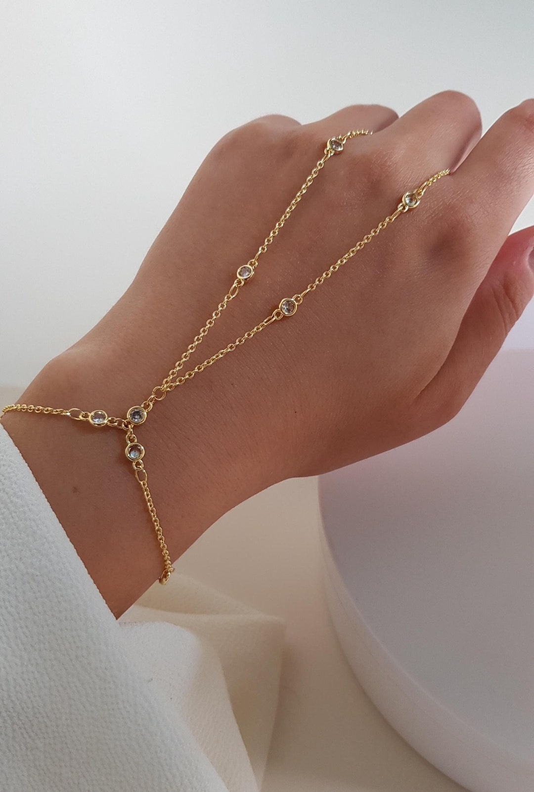 Hand Chain Bracelet, Gold Hand Chain Bracelet, Ring Chain Bracelet ...
