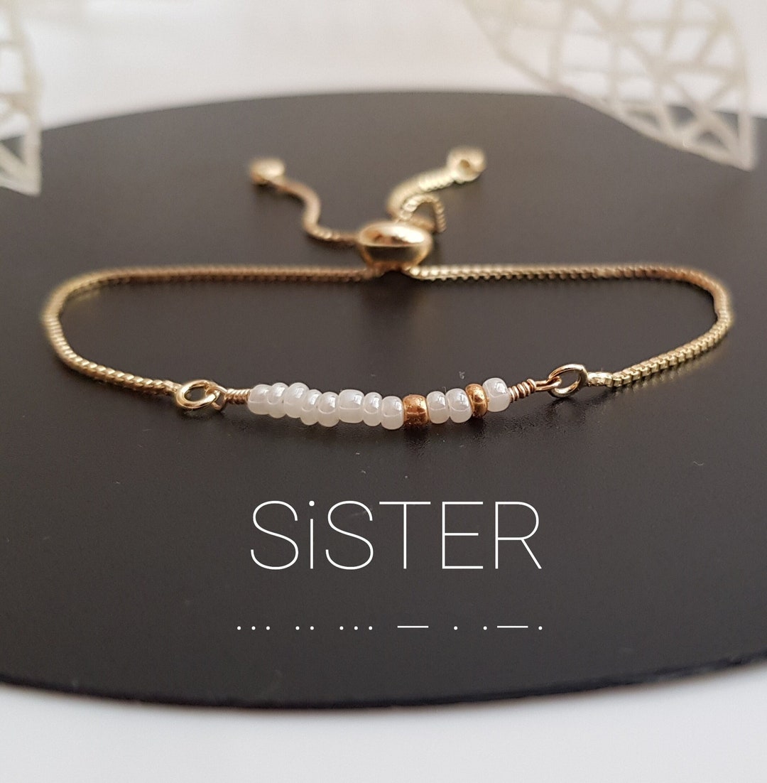 Sister Morse Code Bracelet, Custom Morse Code Jewelry, Hidden Message ...
