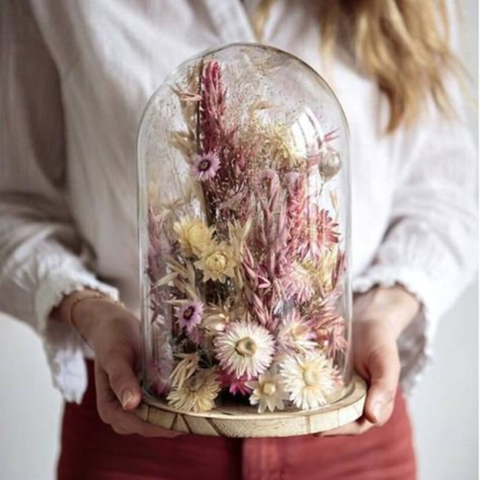 Vintage Dried Flower Glass Dome - Etsy