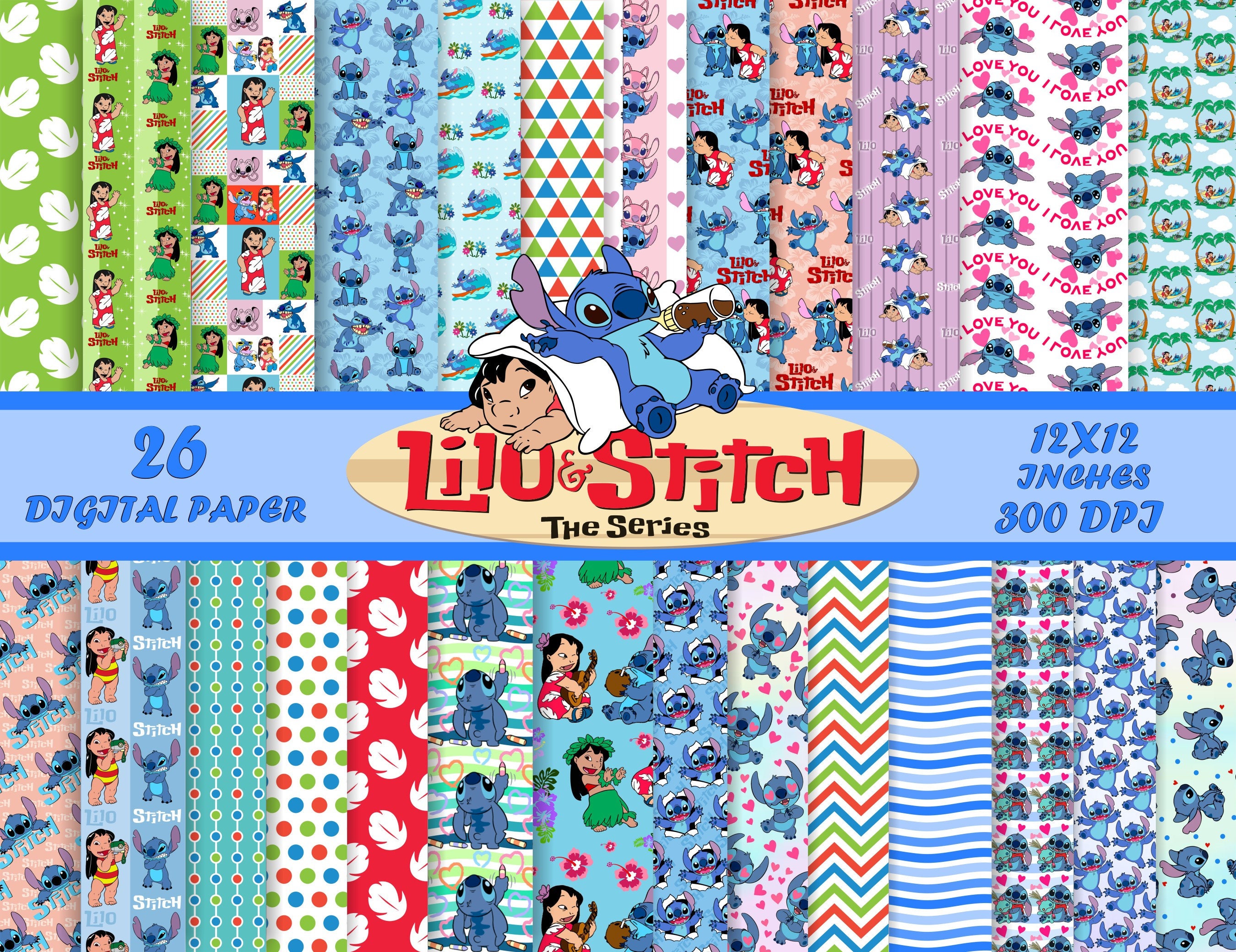 Lilo & Stitch Party Digital Paper. Lilo and Stitch Party | Etsy