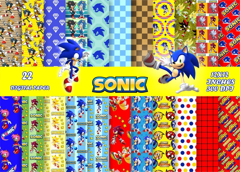 Papel digital sonic inspirado. Pack digital Sonic. Papel de | Etsy