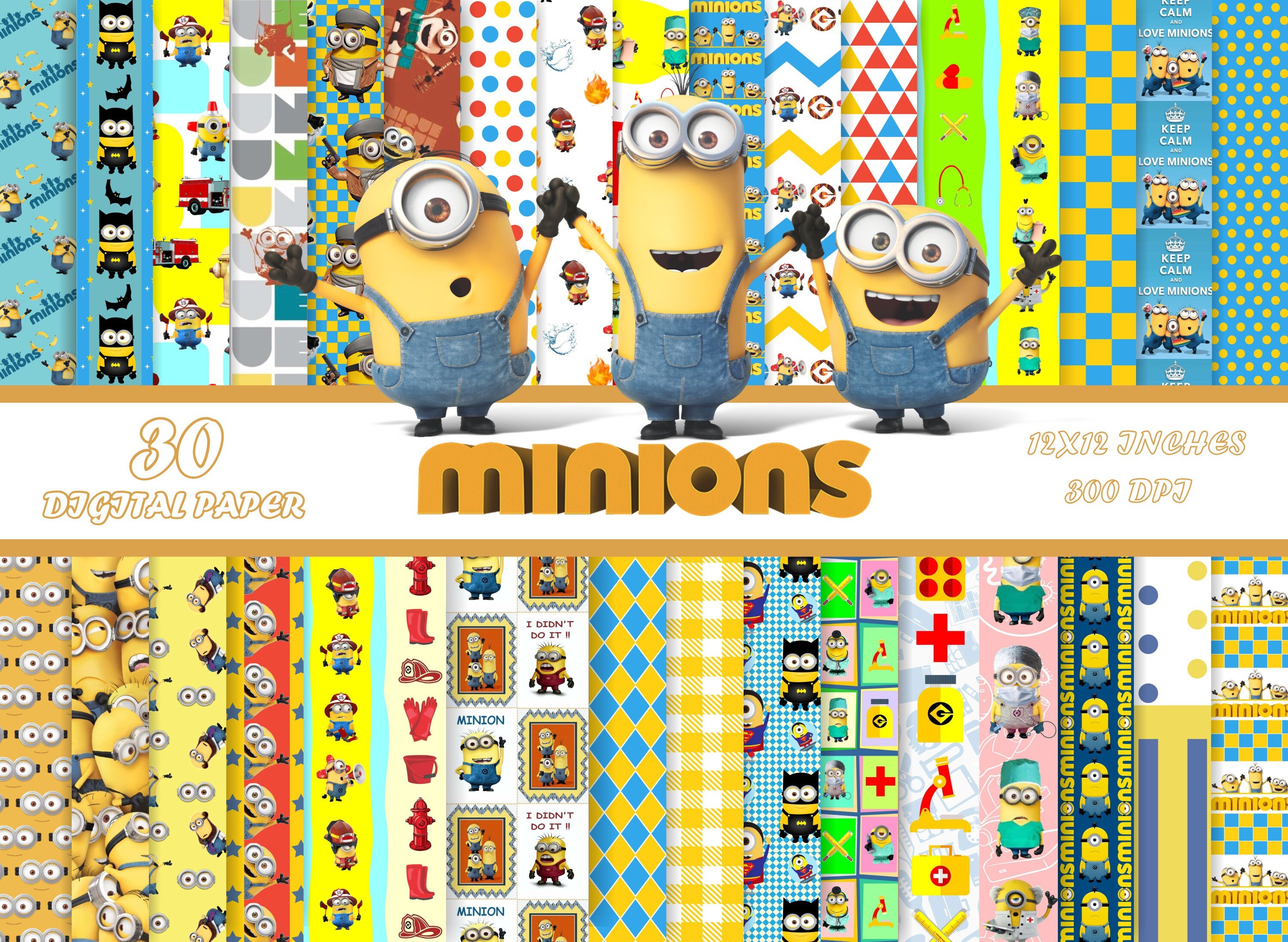 Minions Digital Paper. Minions Pack. Minions scrapbook paper. | Etsy