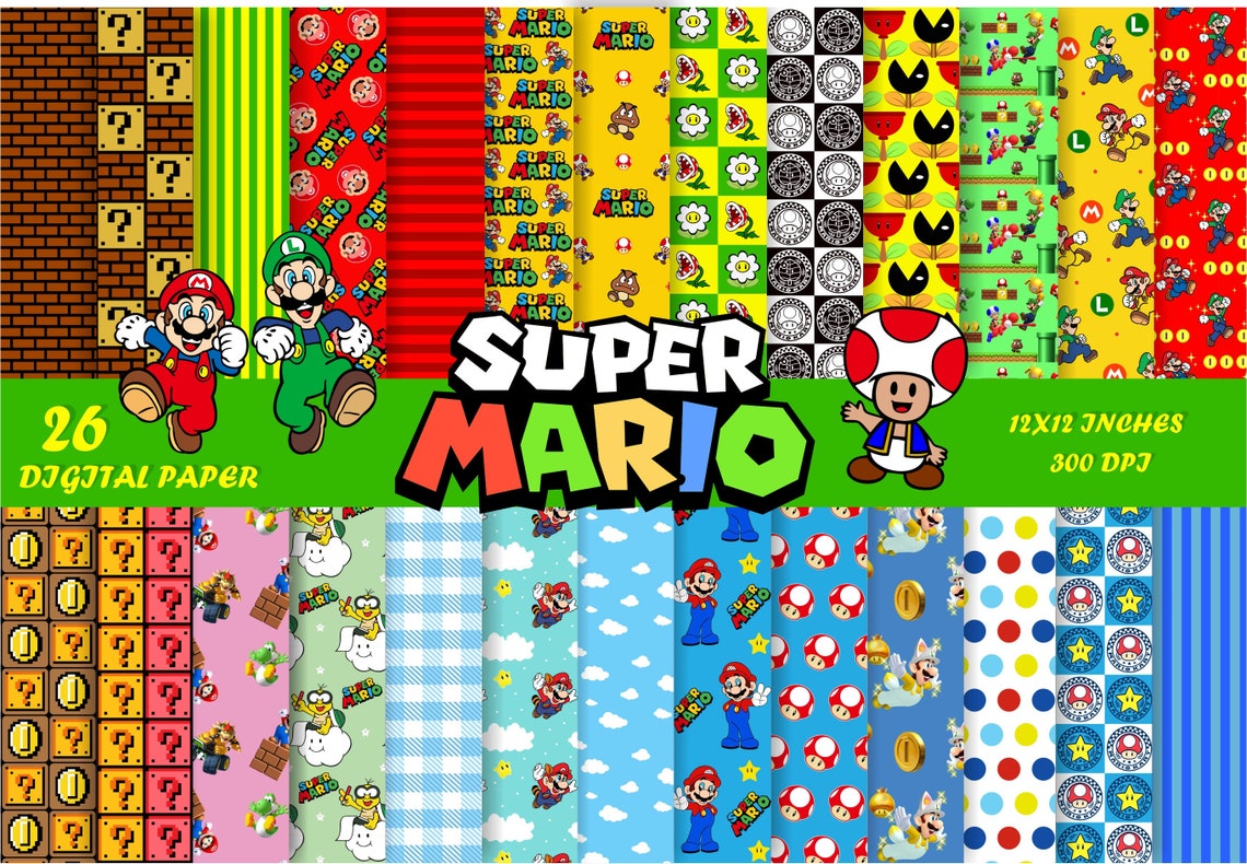 Inspired Super Mario Bros Digital Paper. Super Mario Pack. | Etsy