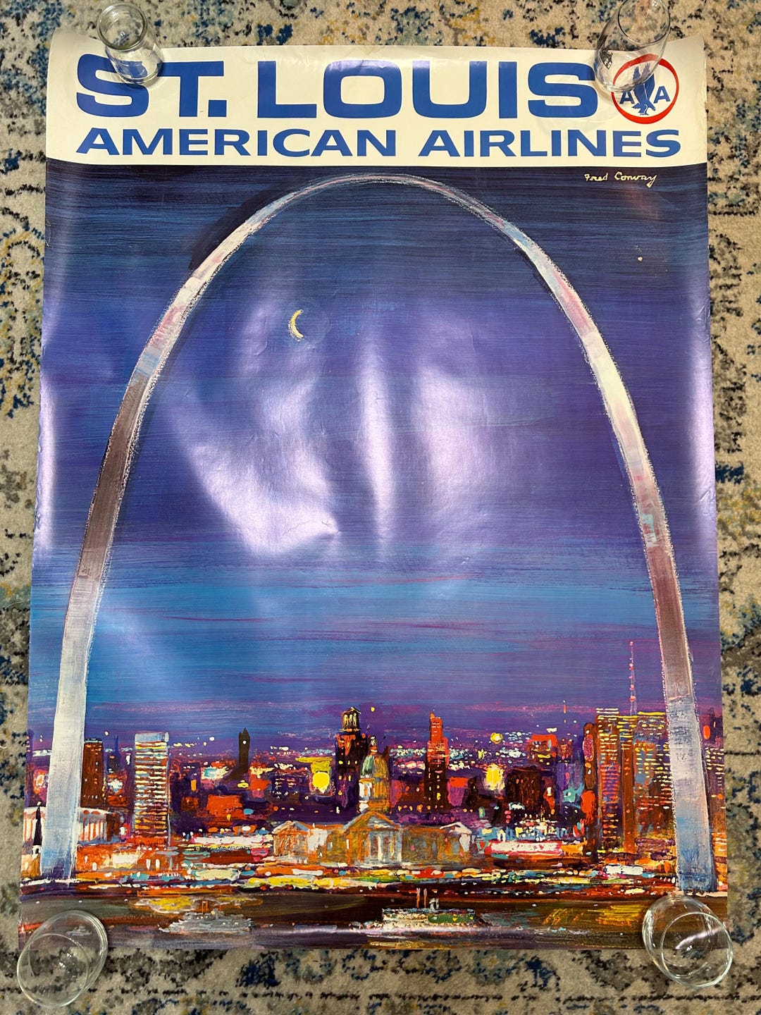 Rare Vintage American Airlines Fred Conway St. Louis Poster - Etsy