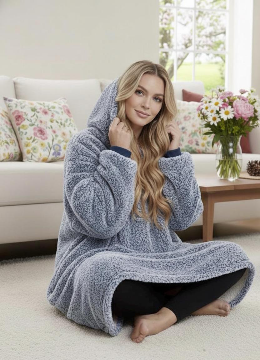 Cozy Plush Sherpa Blanket Hoodie, Soft Fuzzy Oversized Snuggie ...
