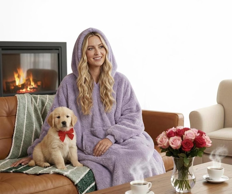Cozy Plush Sherpa Blanket Hoodie | Soft Fuzzy Oversized Snuggie ...