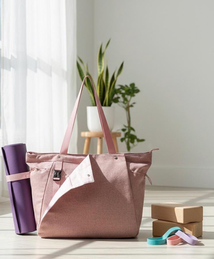 Yoga Mat Linen Bag, Pilates Gym Bag Tote Bag With Multi Pockets for ...
