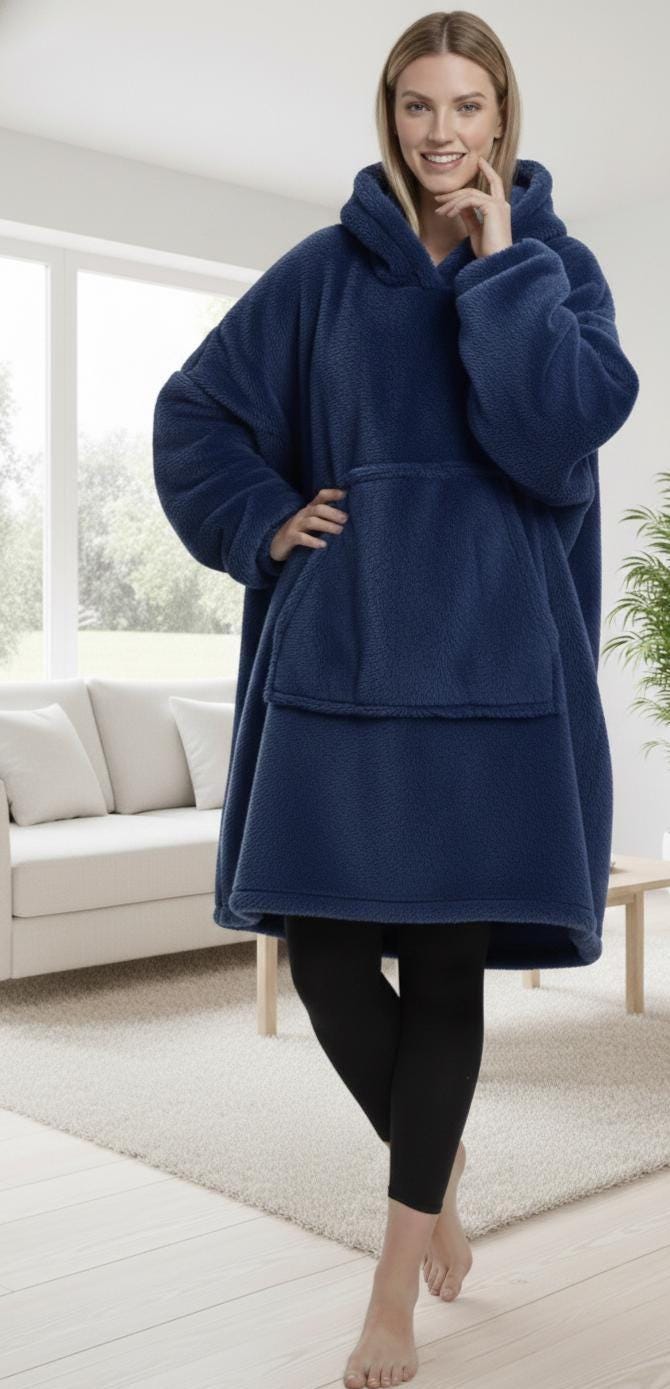 Cozy Plush Sherpa Blanket Hoodie, Soft Fuzzy Oversized Snuggie ...