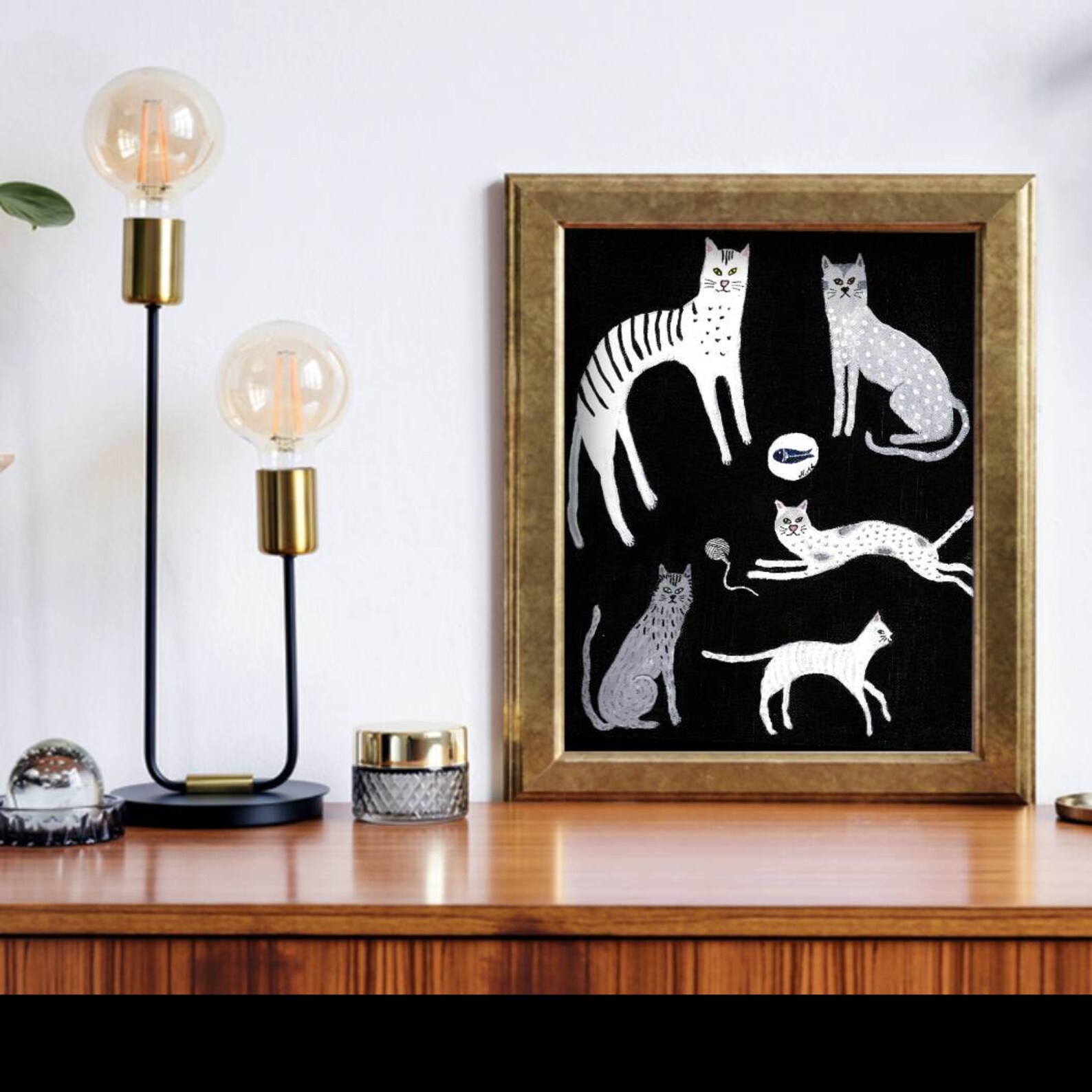 Black and White Cat Poster/ Modern Cats Print - Etsy