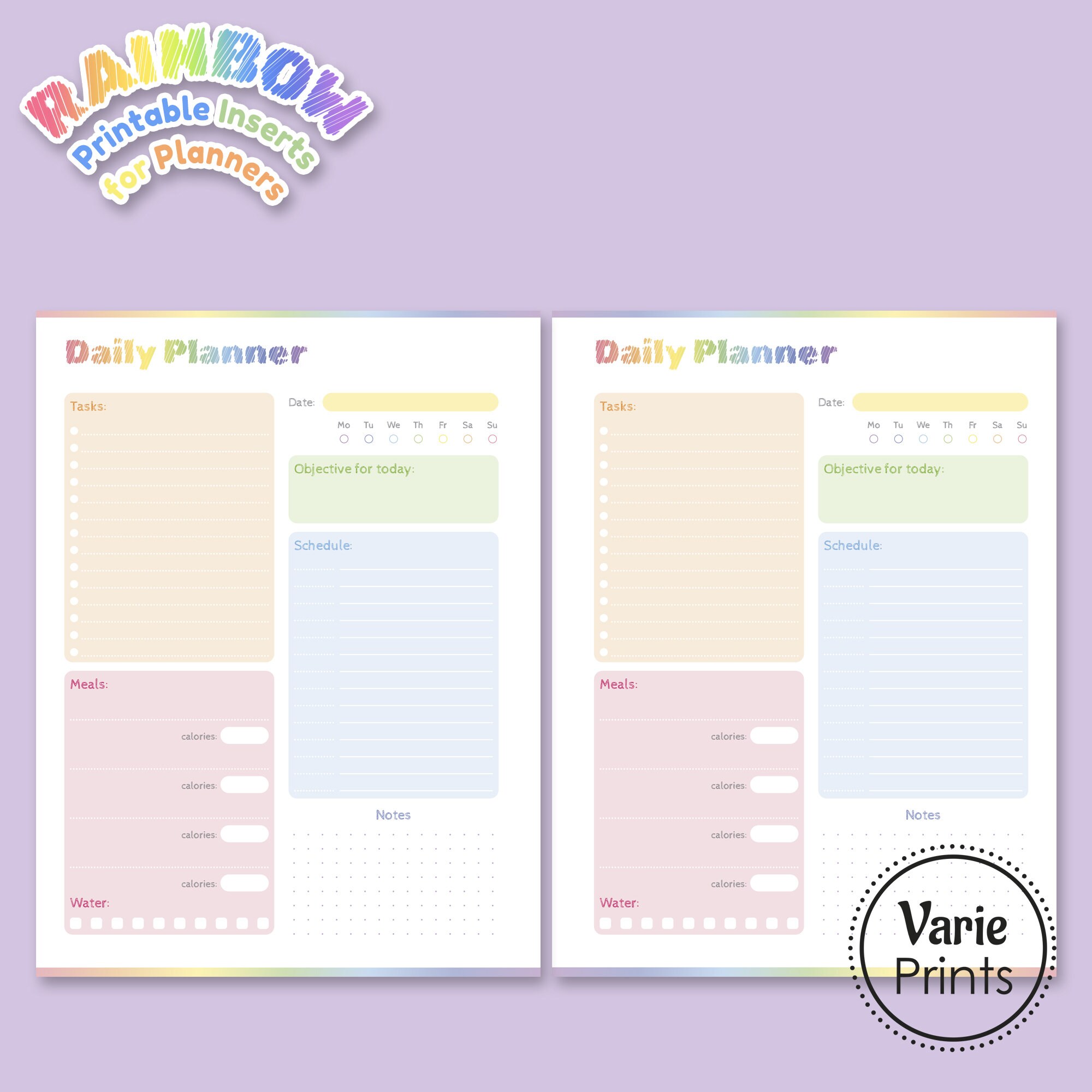 Rainbow Colors Printable Planner Inserts PLANNING BUNDLE. Happy Planner ...