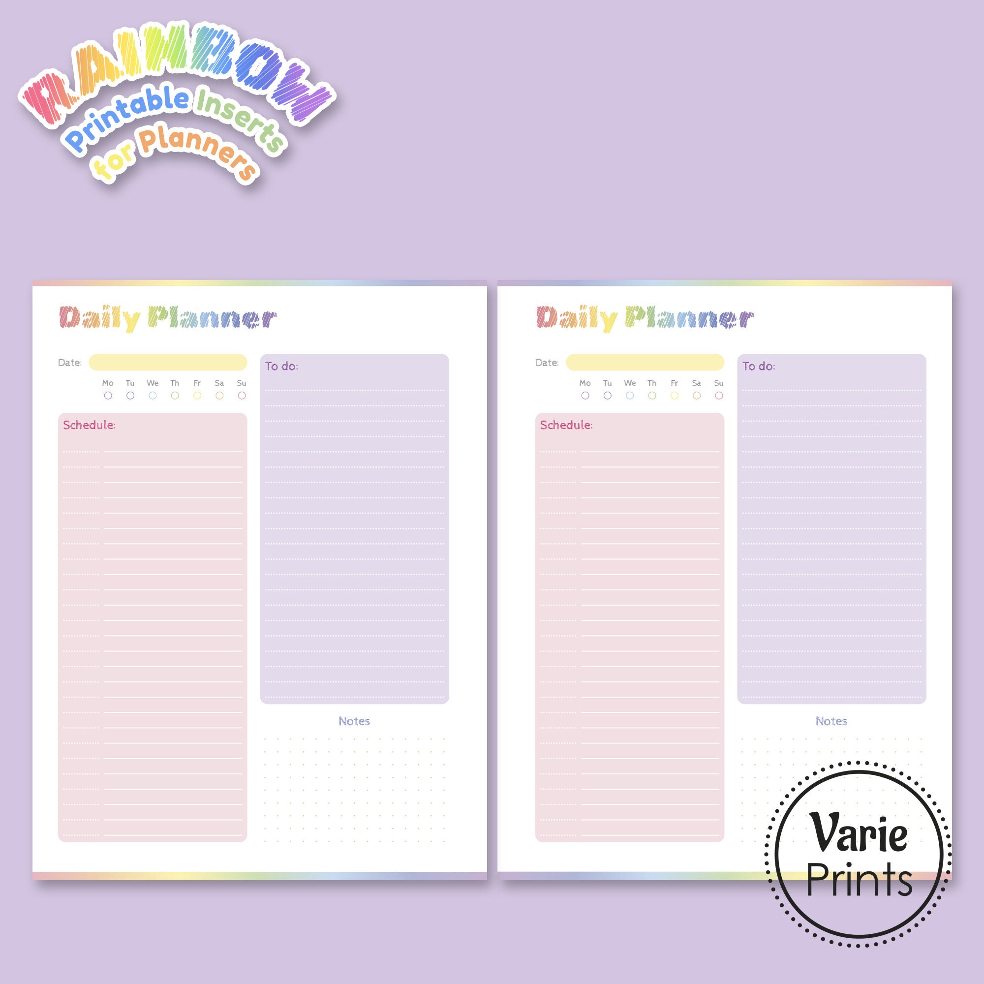 Rainbow Colors Printable Planner Inserts PLANNING BUNDLE. Happy Planner ...