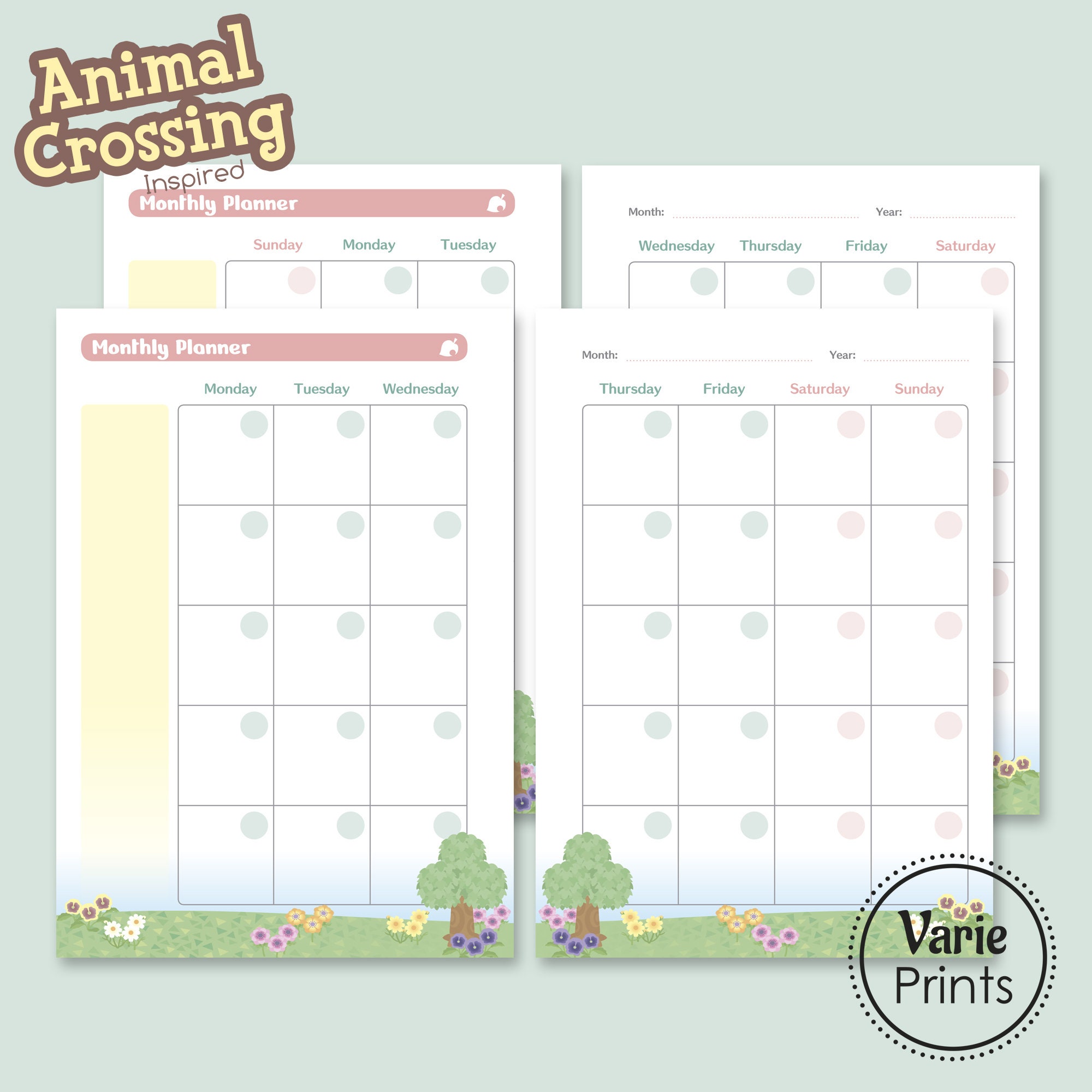 Animal Crossing Inspired Printable Planner Inserts PLANNING BUNDLE. A5 ...