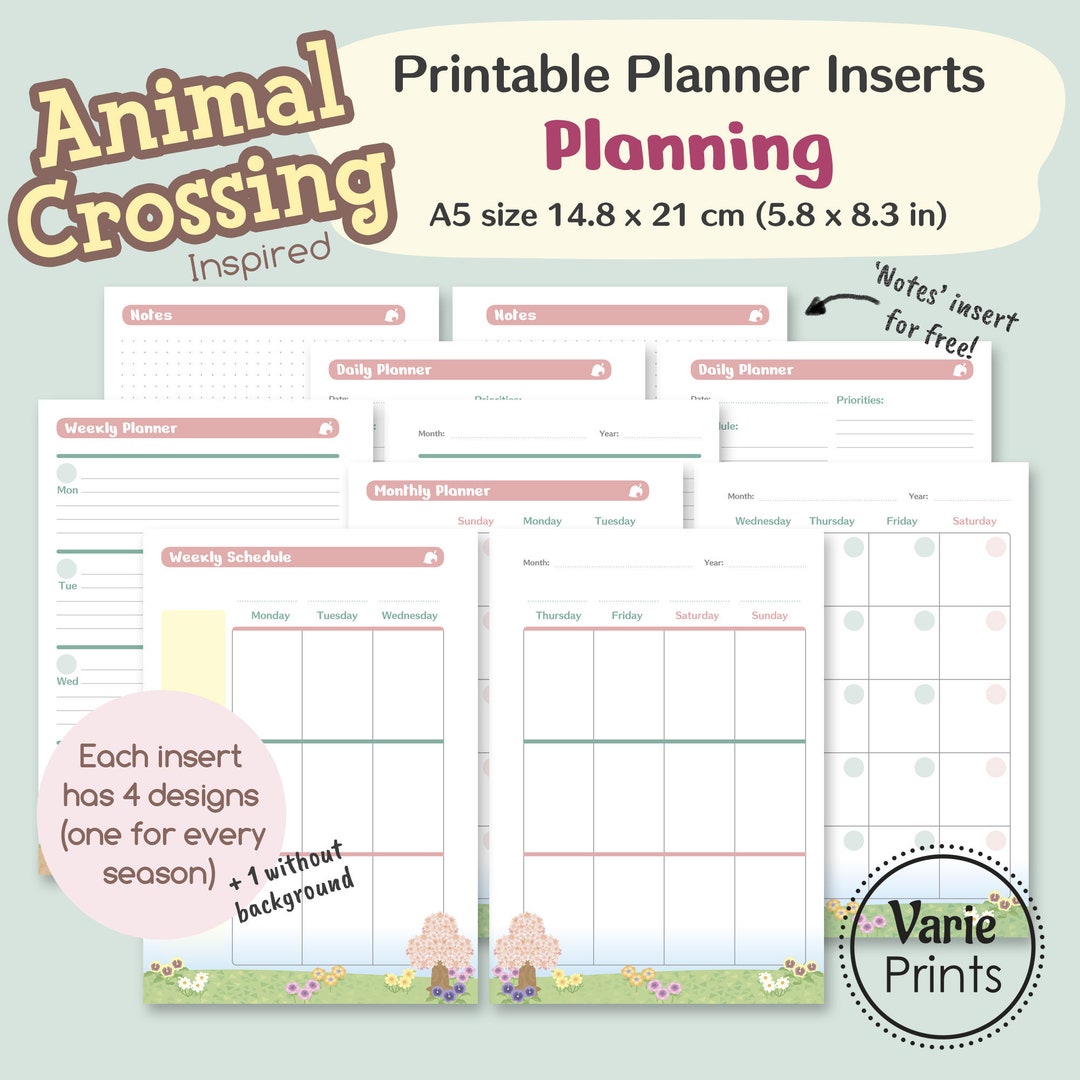 Animal Crossing Inspired Printable Planner Inserts PLANNING BUNDLE. A5 ...