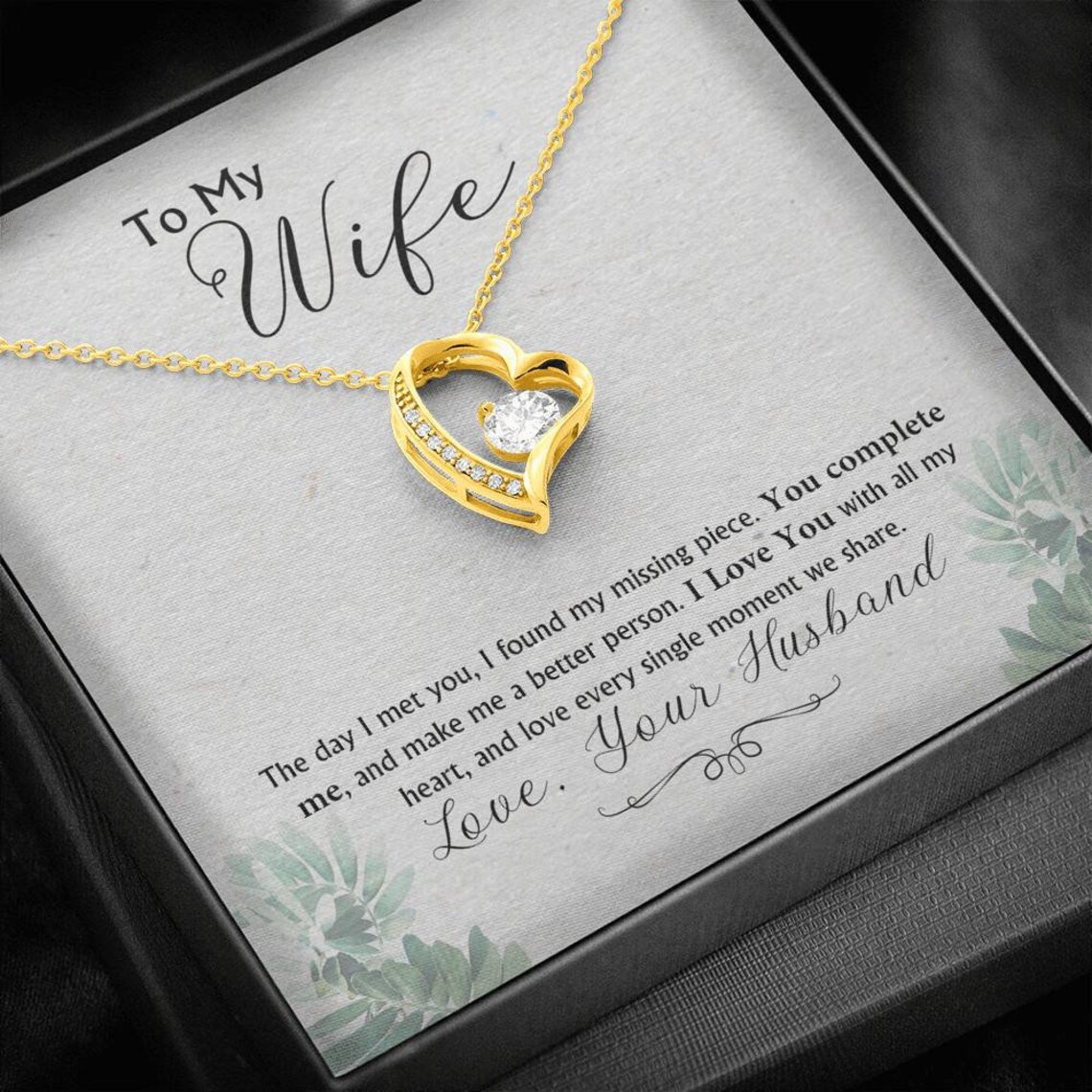 To My Wife Forever Love 18k Yellow Gold Finish Necklace, Anniversary ...