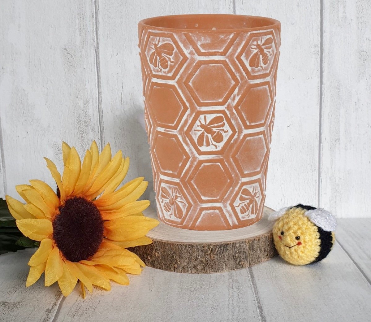 Terracotta Bee and Honeycomb Plant Pot Outdoor Indoor Planter - Etsy