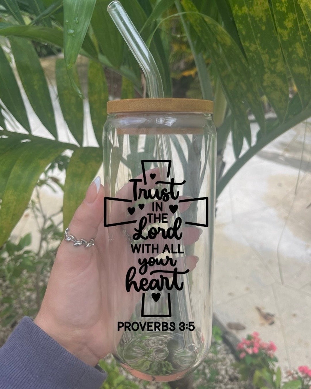 Bible Verse Glass Tumbler | Custom Glass Tumbler | Personalized Iced ...