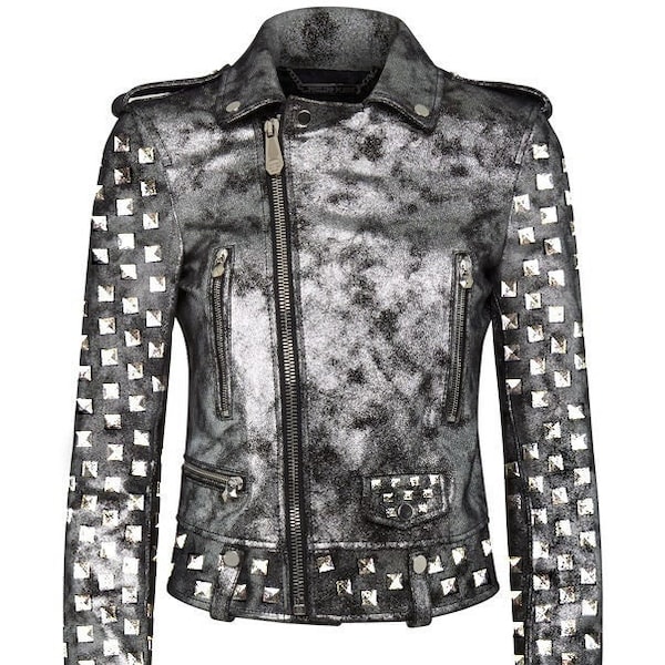 Real Leather Biker Jacket - Etsy