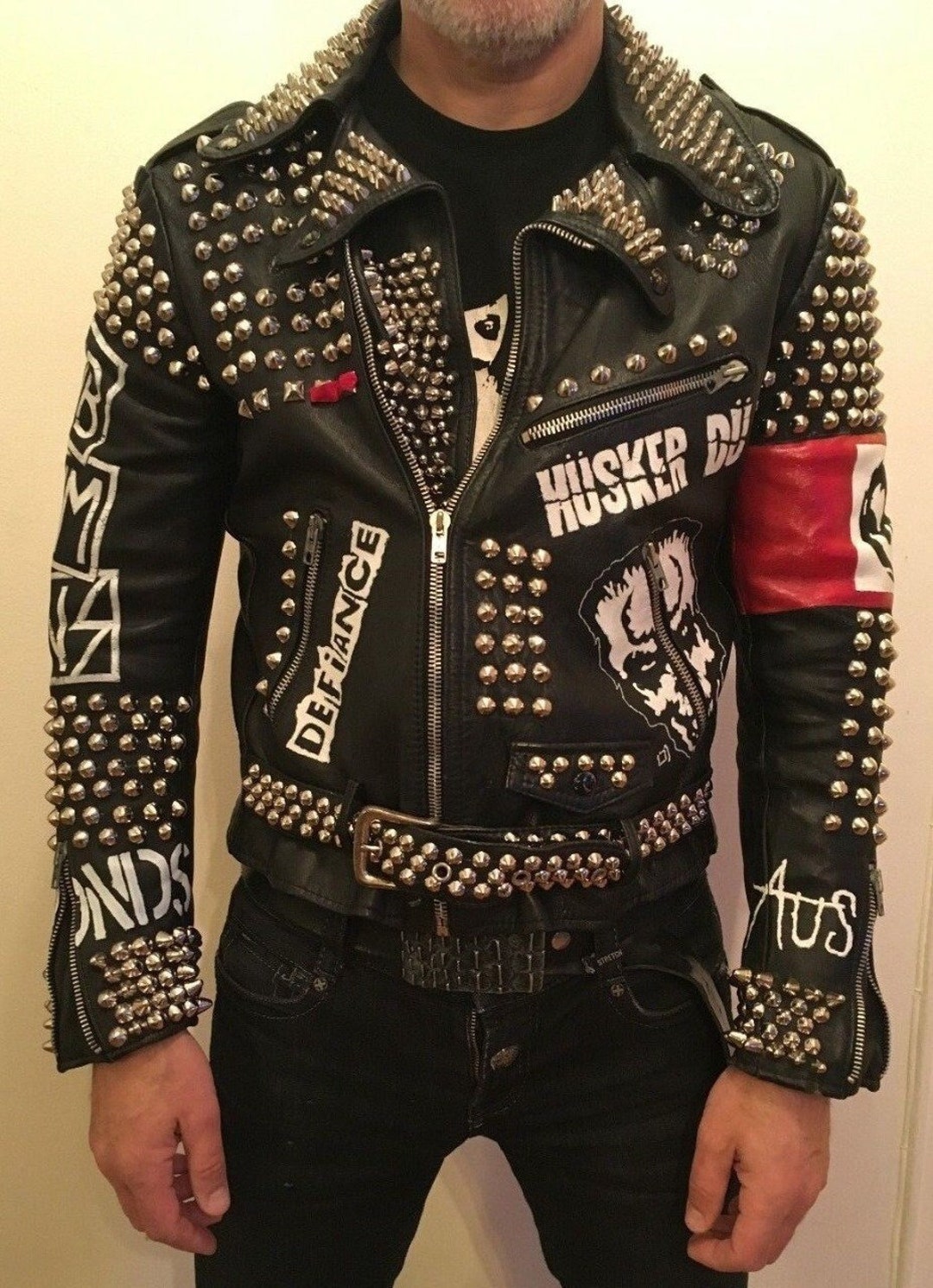 Steampunk Bikers Gothic Cowhide Leather Jacket, Heavy Metal Studs ...