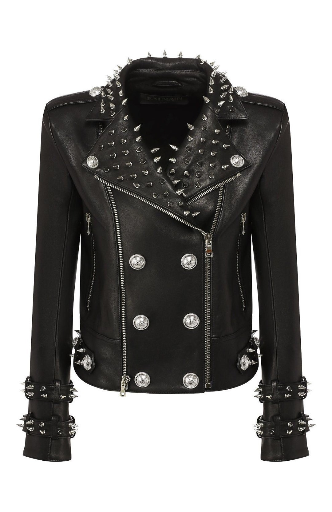 Made to Order Spiked Studded Punk Jacket, Brando Women's Steampunk ...