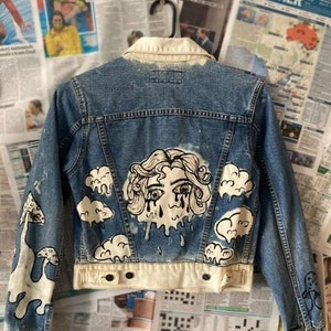Drippy Hand Painted Denim Jacket - Etsy