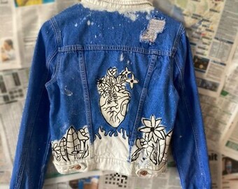 Drippy Hand Painted Denim Jacket - Etsy