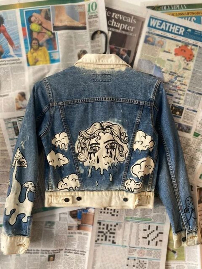Drippy Hand Painted Denim Jacket - Etsy