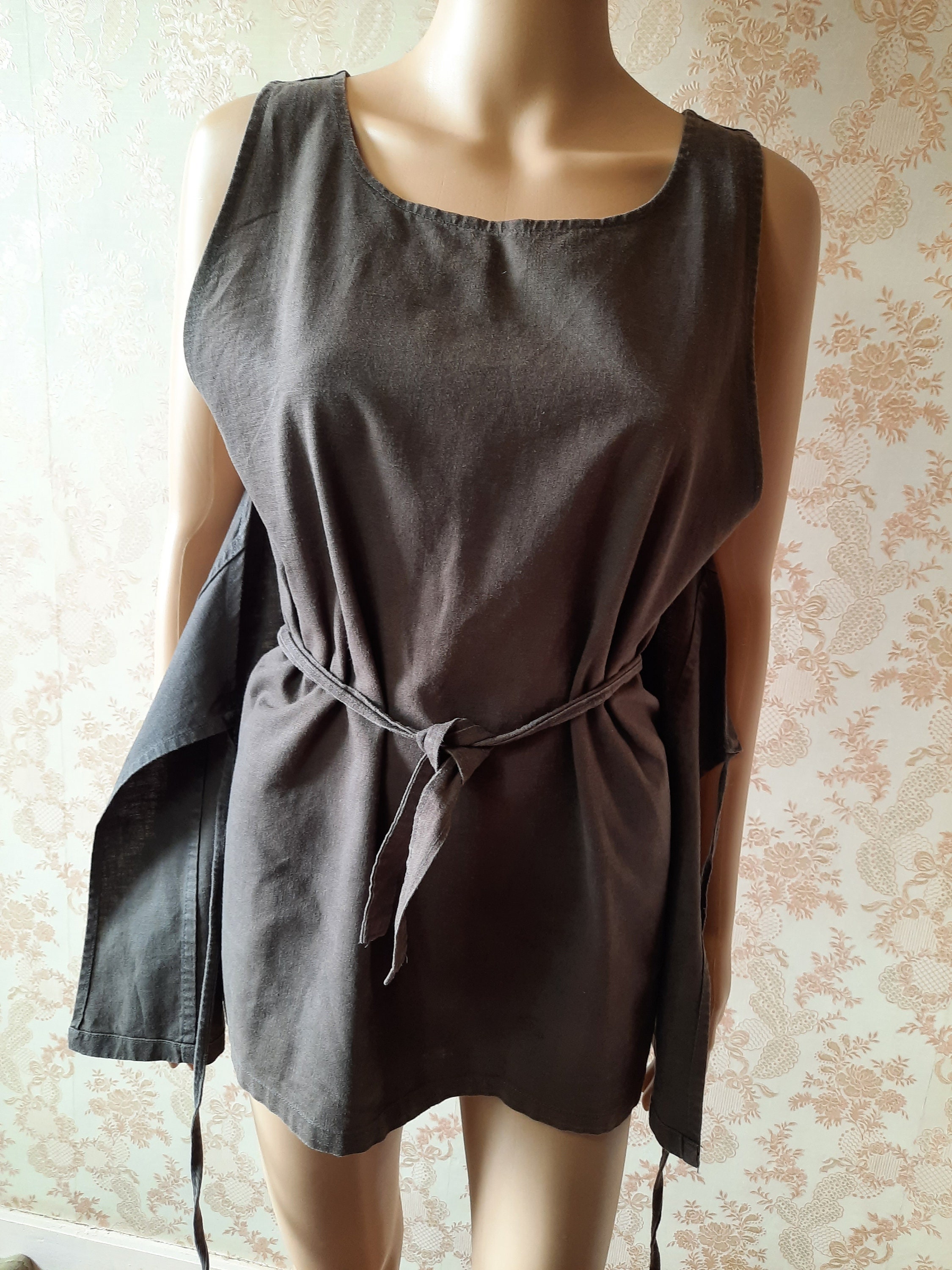 Vintage Tabard Top in Milk Chocolate Brown Cotton\linen. Boho\vegan ...