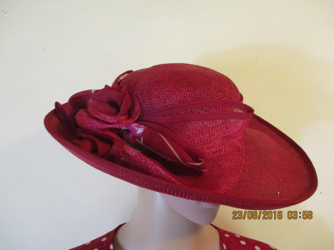 Straw Formal Hat in Deep Pink. Vintage\wedding Hat\straw Hat\formal Hat ...