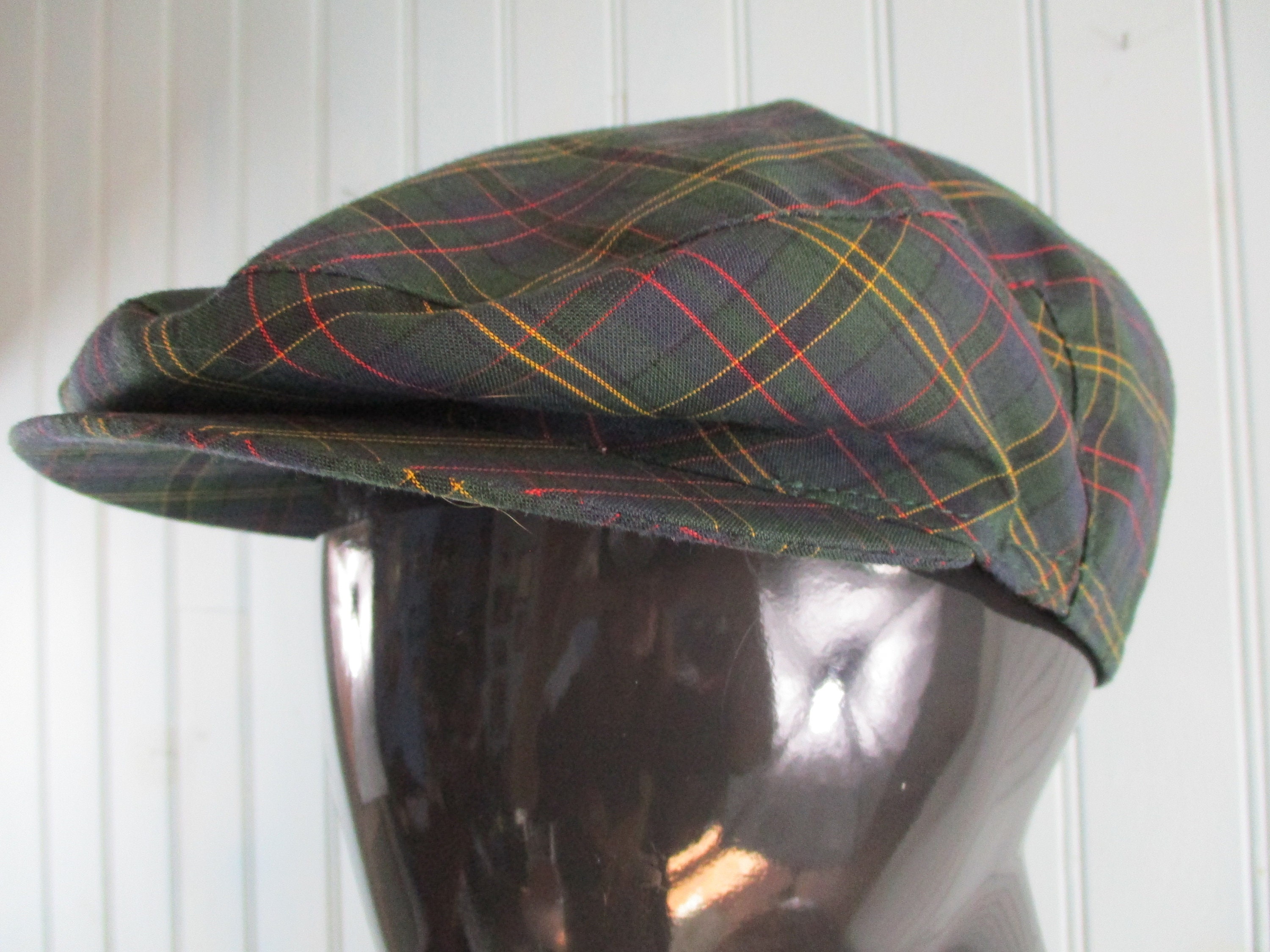 Vintage Flat Cap in Green Check Pattern. Vintage Capflat Capgreen Check ...