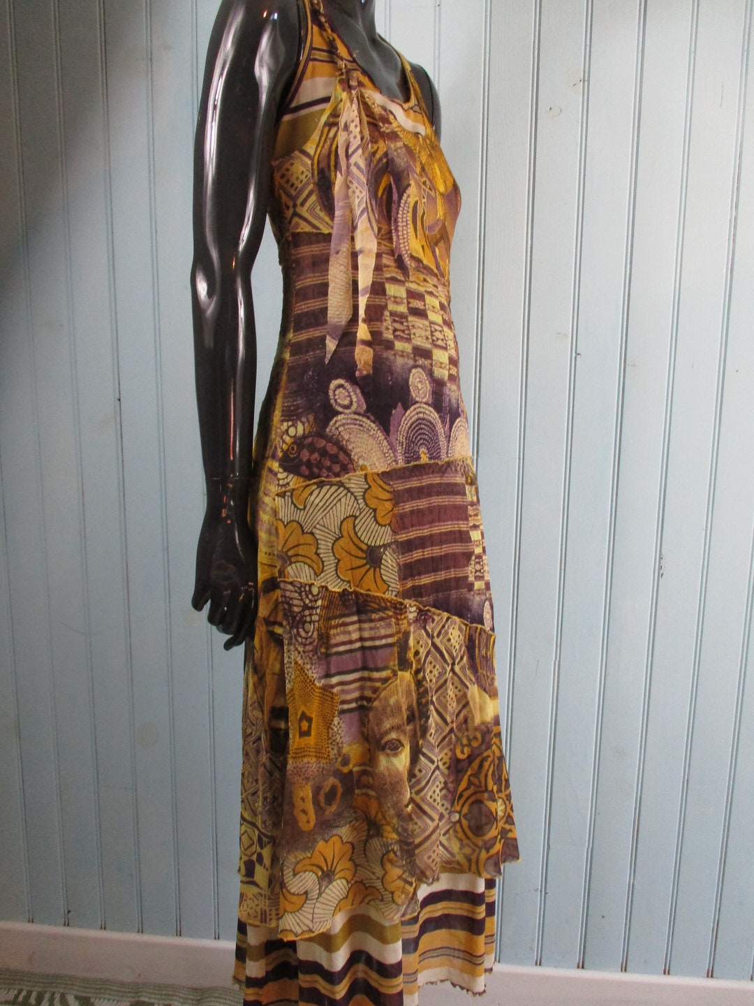 Vintage Sun Dress in Brown and Yellows.. Vintage Dress\floral Dress ...